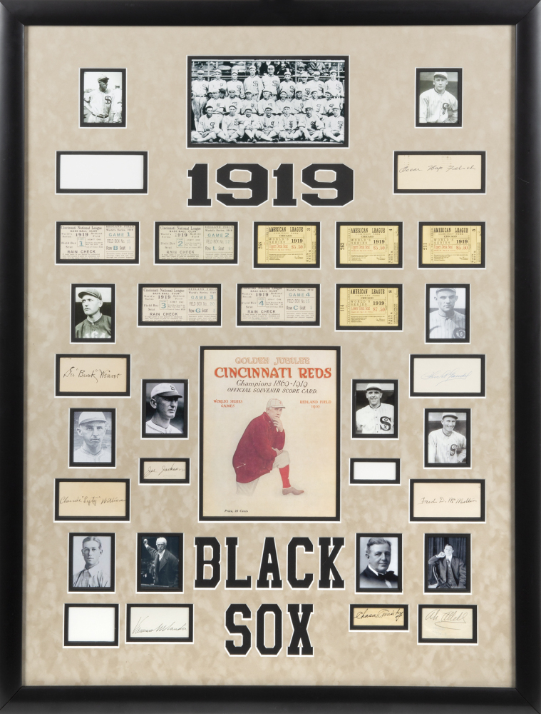 1919 CHICAGO "BLACK SOX" WORLD SERIES SCANDAL SIGNATURE DISPLAY (JSA)