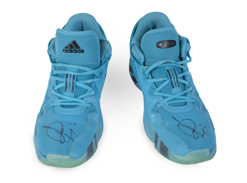 PELÉ FOUNDATION: RICKY RUBIO NBA GAME WORN SIGNED ADIDAS D.O.N. ISSUE 2 ...