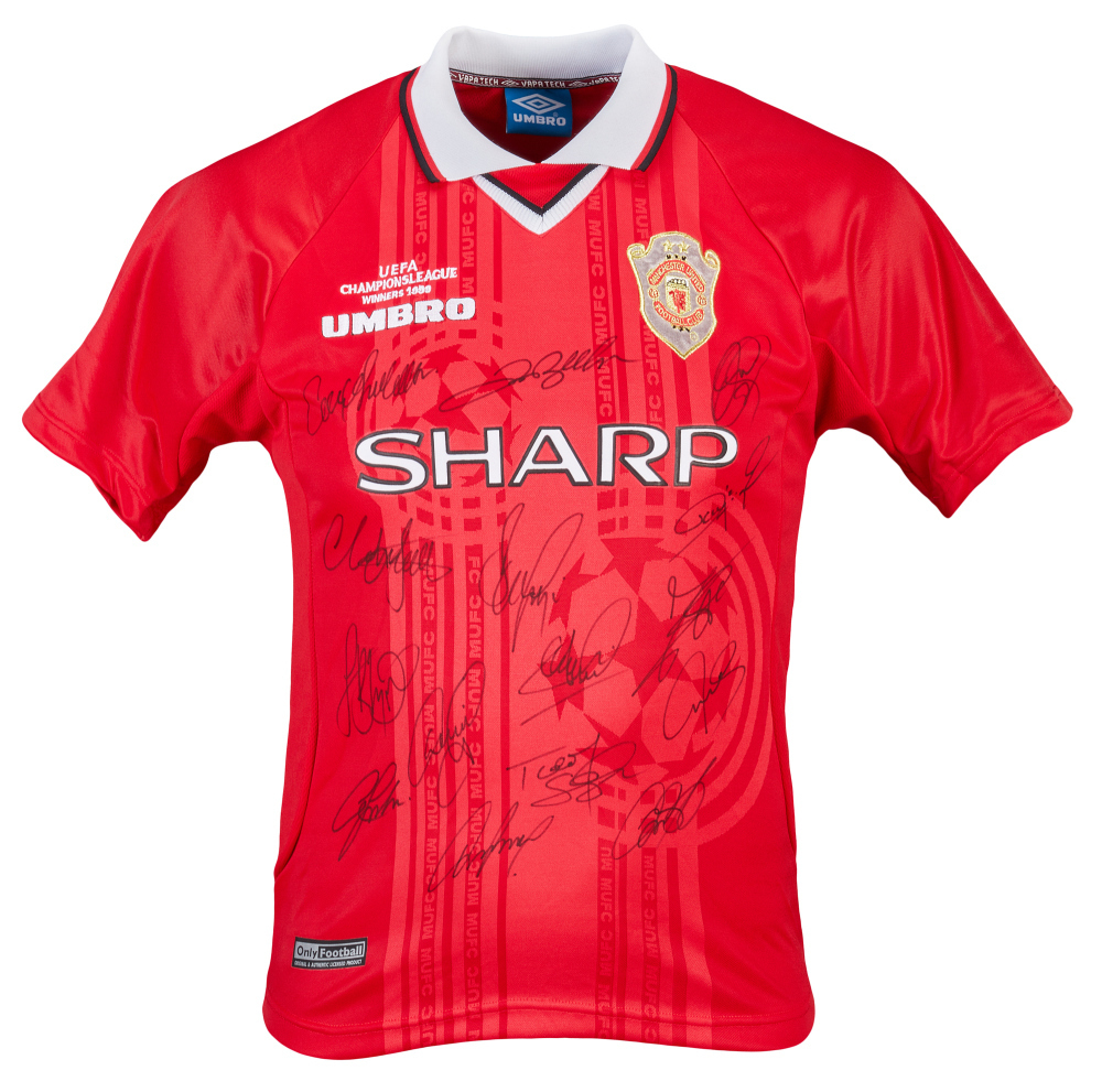 MANCHESTER UNITED 1998-99 UEFA CHAMPIONS LEAGUE WINNERS TEAM SIGNED JERSEY
