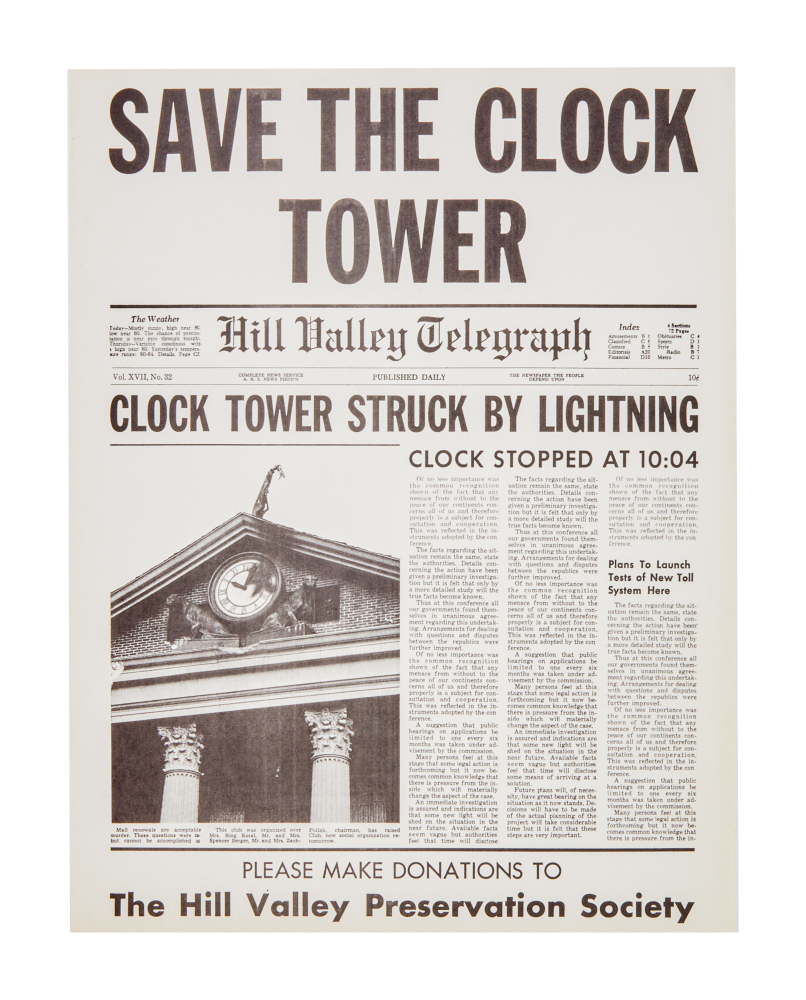BACK TO THE FUTURE | SAVE THE CLOCK TOWER FLYER PROP