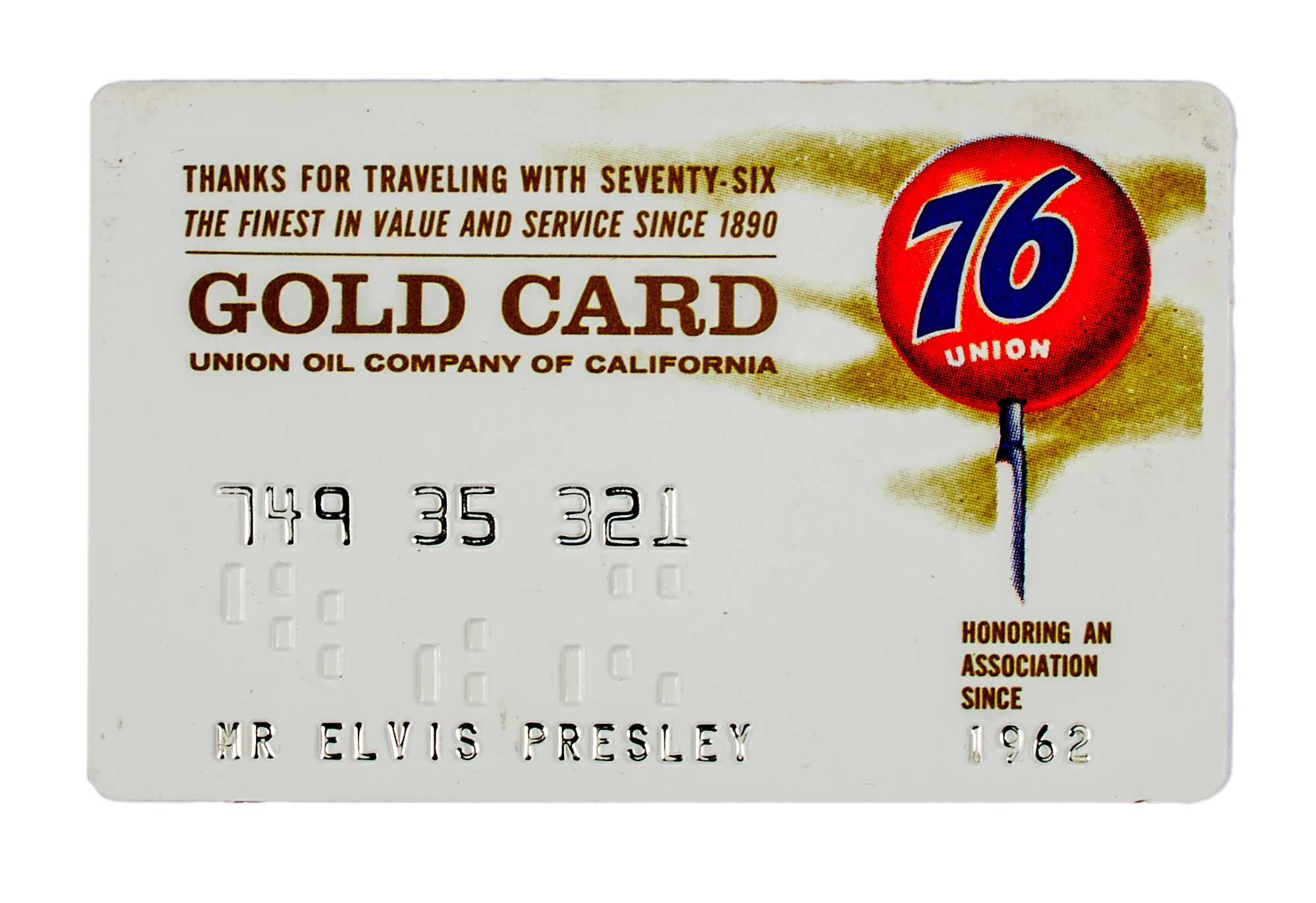ELVIS PRESLEY | "76 UNION" GAS STATION CHARGE CARD