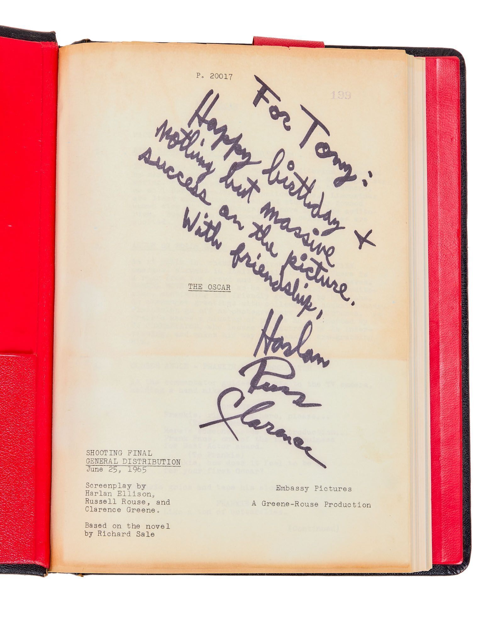 Tony Bennett | Harlan Ellison And Other Screenwriters Signed "The Oscar ...