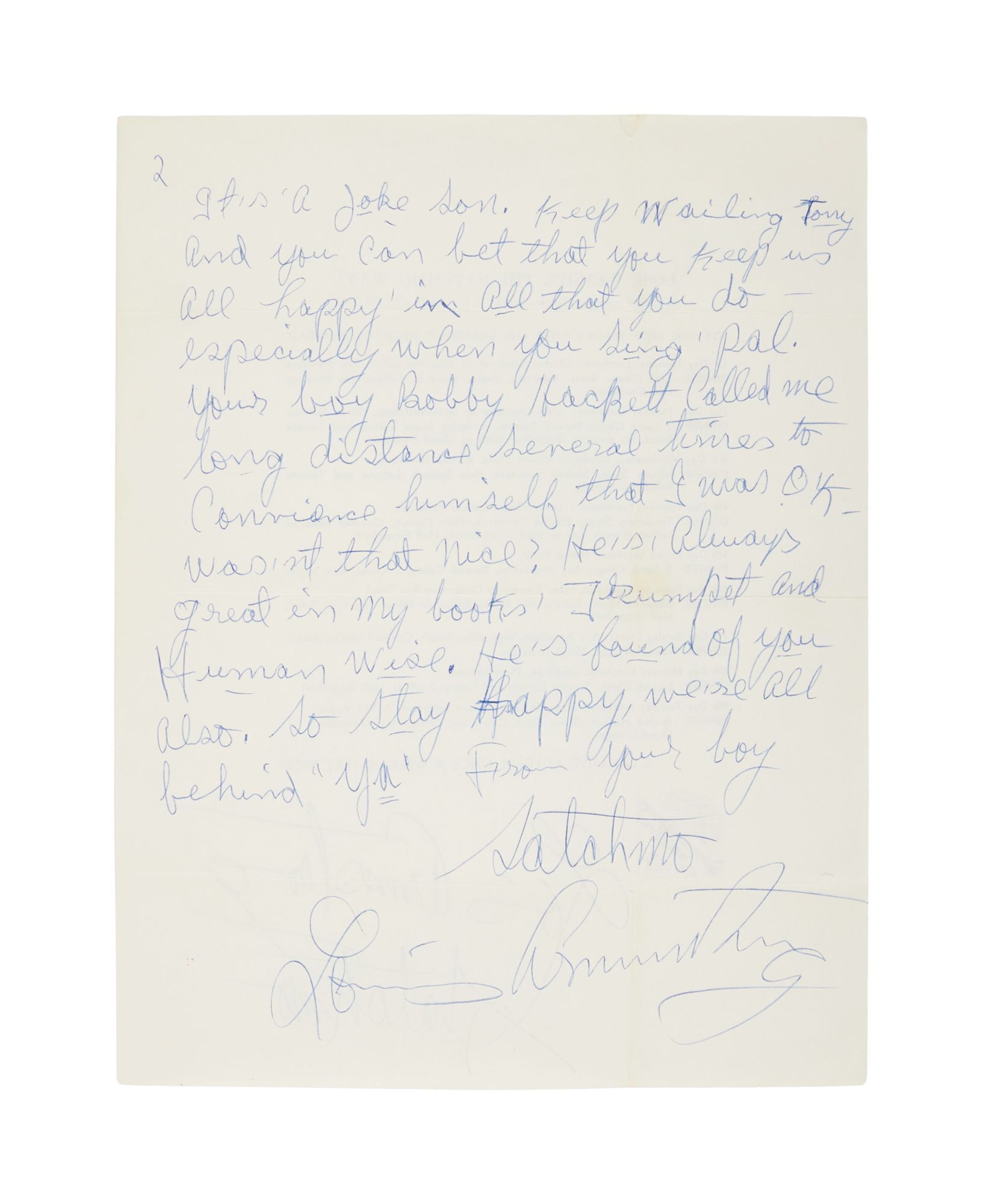 Tony Bennett | Louis Armstrong Autograph Letter