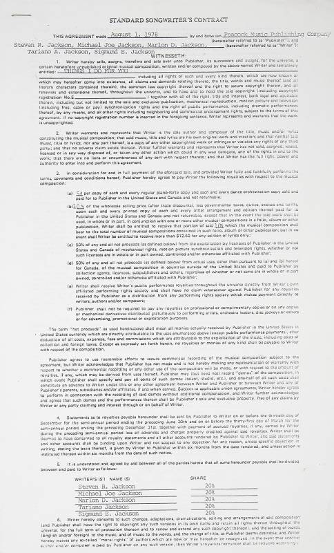 JACKSON 5 SIGNED CONTRACT