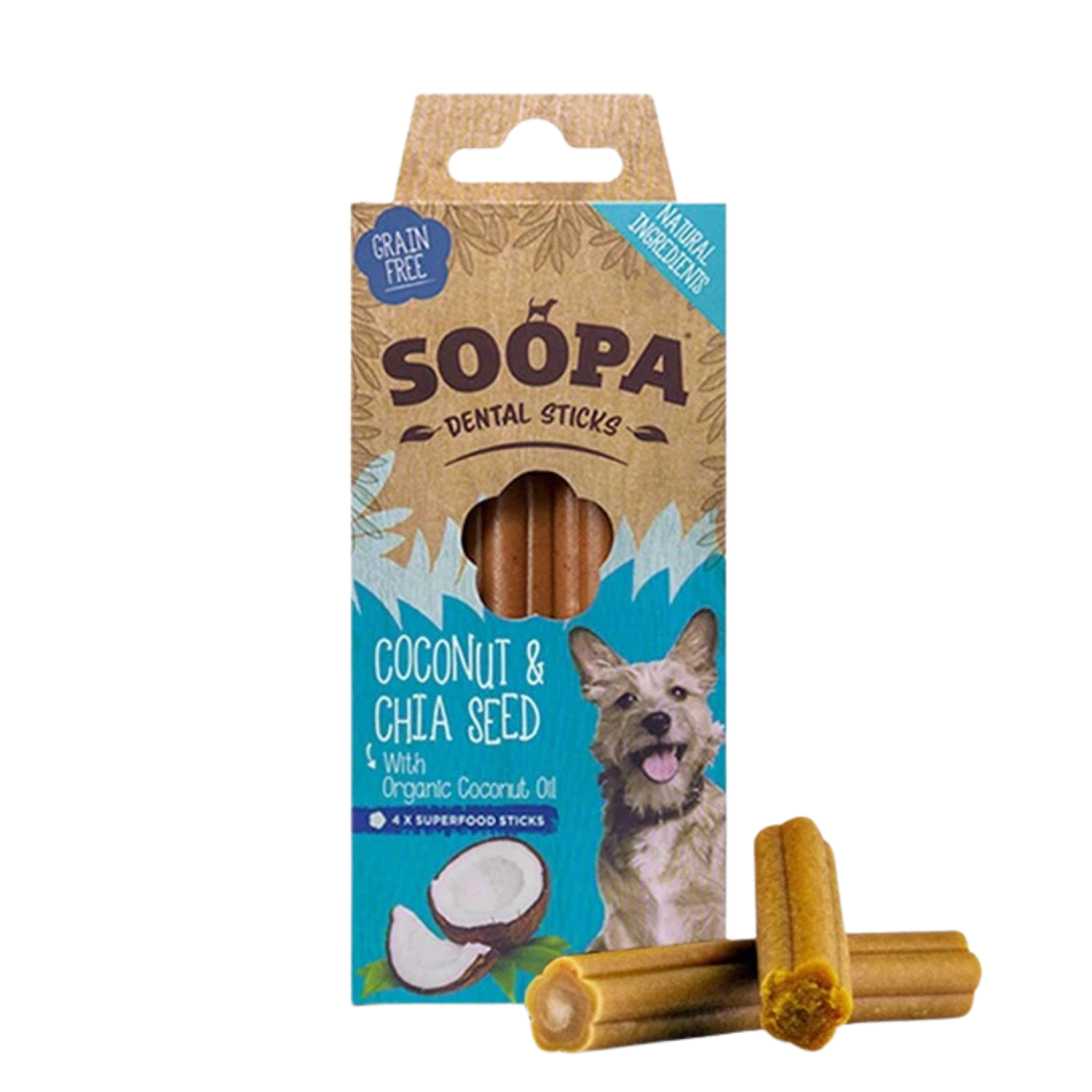Soopa Dental Stick Coconut & Chia Seed 100g - PetBox