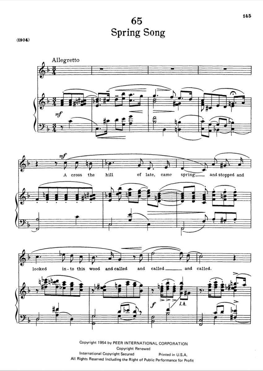 Charles Edward Ives 114 Songs (1922): No. 65 'Spring Song', S.363 Sheet ...