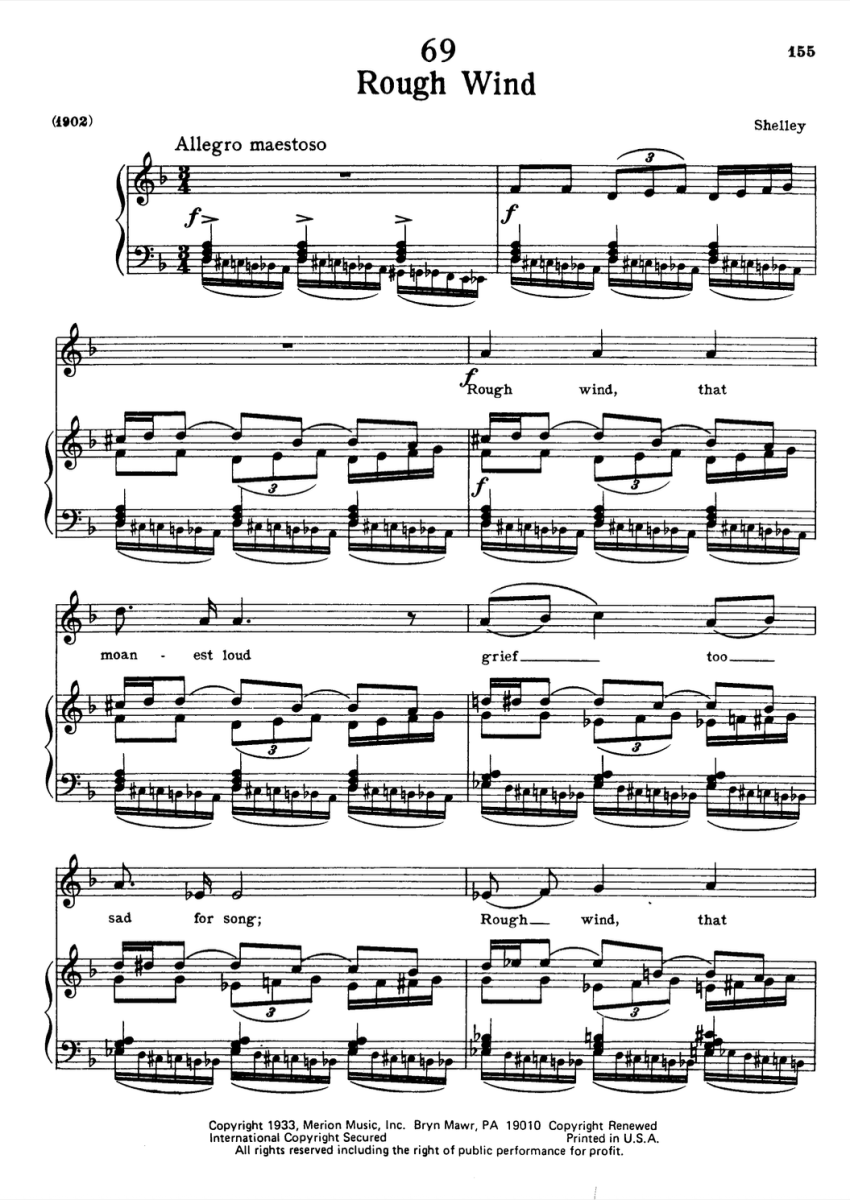 Charles Edward Ives 114 Songs (1922): No. 69 'Rough Wind', S.339 Sheet ...
